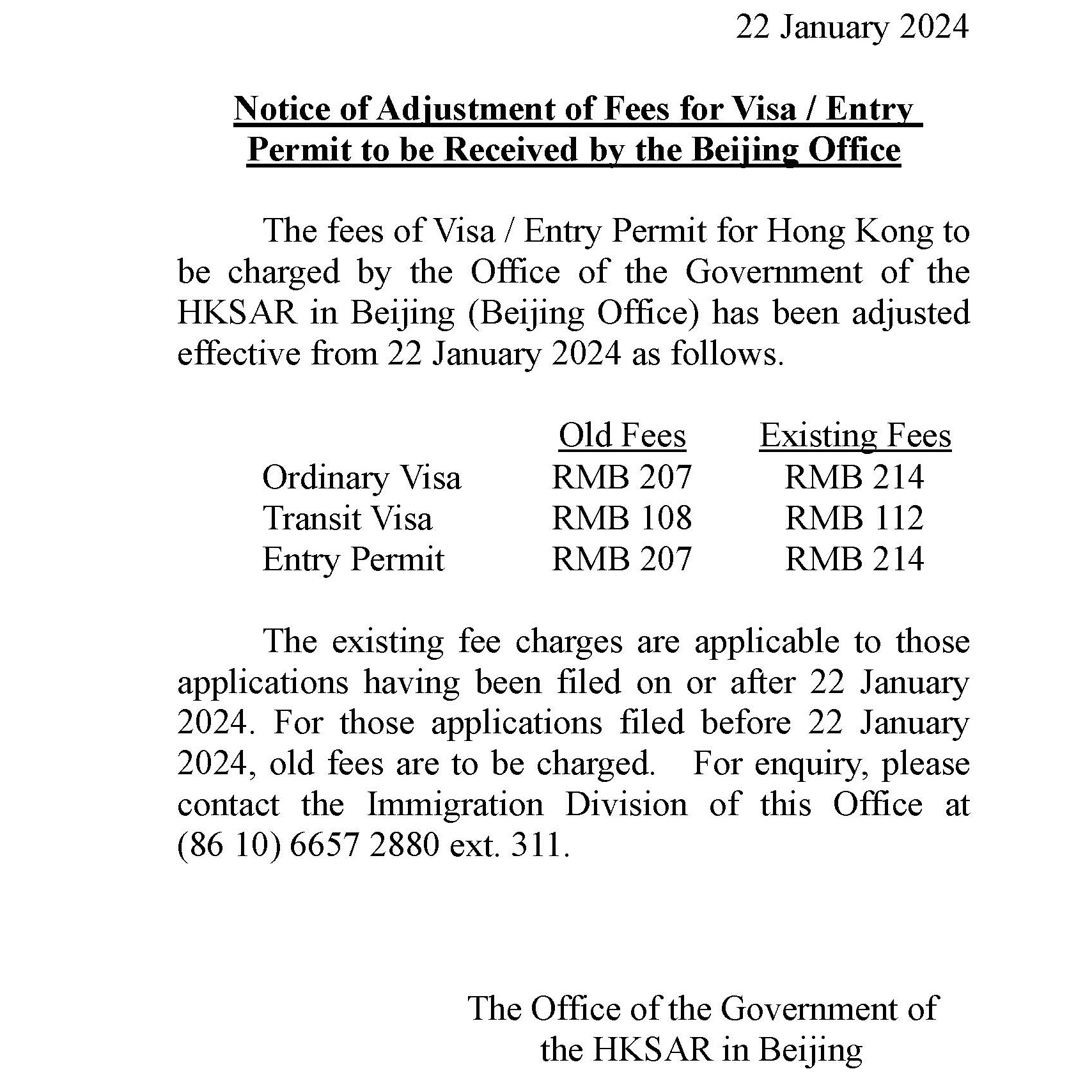Beijing Office - Visa / Entry Permit